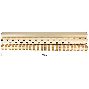 WRAPAHOLIC Wrapping Paper Roll - Gold Print for Birthday, Holiday, Wedding, Baby Shower Packing - 3 Rolls - 30 inch X 120 inch Per Roll