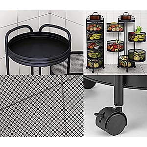 Lucklycabin Kitchen Storage Rack-Rotating Vegetable Rack Floor-Standing Multi-Layer Movable Organizer, Household Shelf for Living Fruit Snack Stand (5F, Black)
