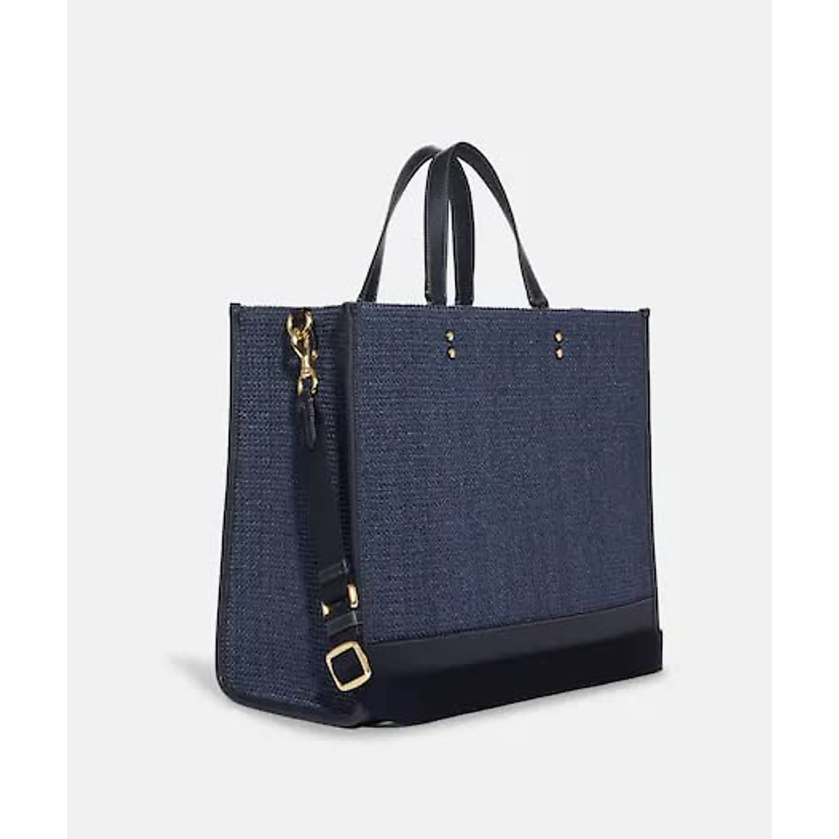 COACH Dempsey Leather Crossbody Tote 40 with COACH Patch in Navy/Blue/Multi - #CA593