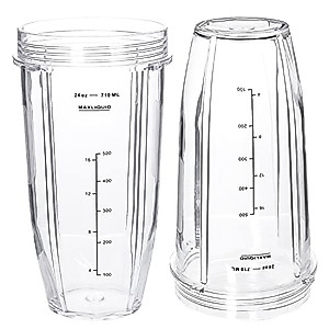 Replacement 24oz Blender Cup For Ninja BN401 BN751 BN801 BN800 BL450 BL456 BL480 Foodi SS401 SS101 TWISTi SS151 SS351 Cups Nutri Ninja Auto IQ Parts Lids Upgraded (2 Pack)