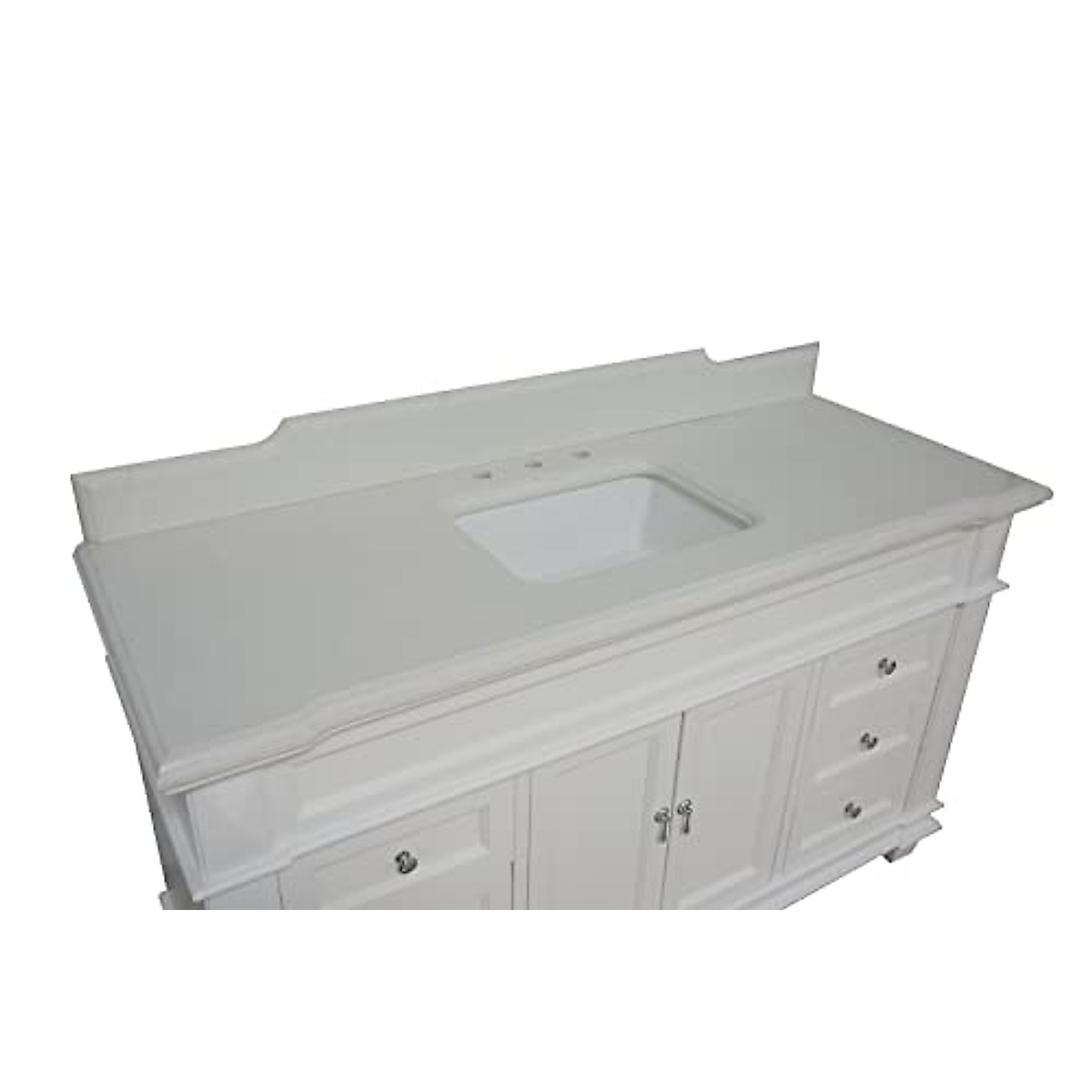 Kitchen Bath Collection Elizabeth 60-inch Single Bathroom Vanity (Quartz/White): Includes White Cabinet with Stunning Quartz Countertop and White Ceramic Sink