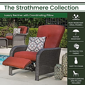 Hanover Strathmere Outdoor Luxury Recliner, Rich Brown/Crimson Red
