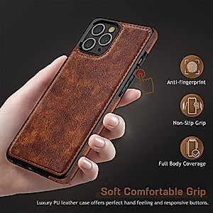 LOHASIC for iPhone 14 Pro Leather Case Compatible with Magsafe, Slim Luxury PU Non-Slip Grip Rugged Bumper Shockproof Full Body Protective Cover Phone Cases for iPhone 14 Pro 5G 6.1" (2022) - Brown