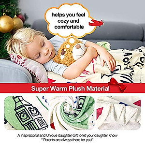 KPX Inspirational Flannel Blanket to My Daughter from Mom Letter Printed Quilts Blanket Christmas Birthday Graduation Gift for Adult Girl Plush Throw Blankets (51X60 Inch)