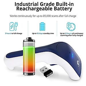 ScanAvenger Wireless Portable 1D With Stand Bluetooth Barcode Scanner: 3-in-1 Hand Scanners -Vibration, Cordless, Rechargeable Scan Gun for Inventory Management - Handheld, USB Bar Code UPC/Ean Reader