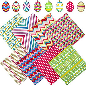 8 Pieces Easter Day Fabric 19.7 x 19.7 Inch Egg Printed Fabric Easter Fabric by The Yard Easter Themed Fabric Squares Quilting Patchwork Fabric for DIY Easter Day Crafts Making Supplies, 8 Patterns