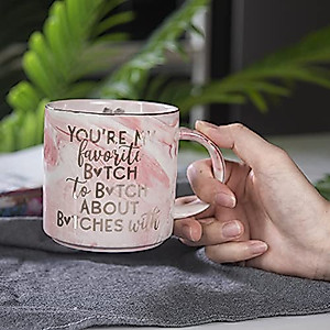 Best Friend Birthday Gifts for Women - Funny Friendship Gift for Bestfriend, Besties, BFF, Sister, Boss Woman, Big Sis, Sorority, Mom - You're My Favorite - Cute Pink Marble Mug, 11.5oz Coffee Tea Cup