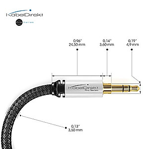 Aux Cord – 8ft– 3.5mm Audio Cable, Designed in Germany with Break-Proof Metal Plug (Headphone Cable & aux Cable for iPhone/car/Laptop, Auxiliary Cord, 3.5mm Male to Male, Nylon) – by CableDirect