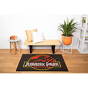 Jurassic Park Logo Printed Area Rug | Indoor Floor Mat, Accent Rugs For Living Room And Bedroom, Home Decor For Kids Playroom | Dinosaur Toys, Gifts And Collectibles | 52 x 36 Inches