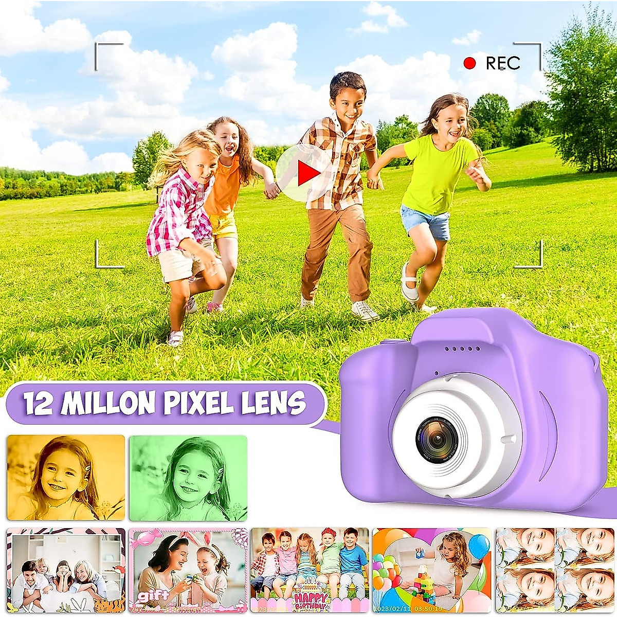 Desuccus Kids Camera,Christmas Birthday Gifts for Girls Age 3-9, HD Digital Video Cameras for Toddler Portable Toys for 3 4 5 6 7 8 Year Old Girl 32GB