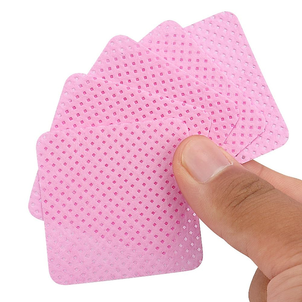 3Boxes/ 600Pcs Lint Free Nail Wipes Square Nail Art Gel Polish Remover Cotton Pad Nail Wipe Eyelash Extension Glue Wipes Removal Tool for Nail Salon and Eyelash Extension Supplies, Pink