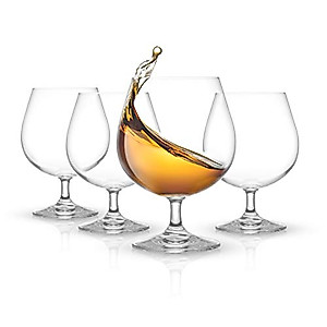 JoyJolt Brandy Glasses – Cask Collection Set of 4 Cognac Glasses – 13.5Oz Crystal Snifter Set – Premium Quality Craftsmanship – Ultra-Elegant Design – Perfect Size for Brandy, Cognac – Made in Europe