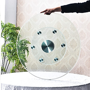 HYSOND Lazy Susan Turntable Large Glass Dining Table with Swivel Assist System Base Giratoria Turntable Organizer Round Tabletop Rotating Serving Tray, for Kitchen Dining/Parties/Wedding Φ120cm/47in