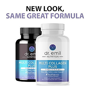 DR. EMIL NUTRITION Multi Collagen Pills - Collagen Supplements to Support Hair, Skin, Nails, & Joints - Hydrolyzed Collagen Supplements for Women with Types I, II, III, V & X - 90 Capsules