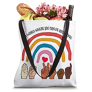 Matching Orange Unity Day Rainbow Be Kind ASL Anti Bullying Tote Bag