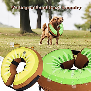 Dog Recovery Collars & Cones, Inflatable Dog Cone Collar, Dog Donut Collar, Adjustable Dog Cone Alternative After Surgery, Soft Dog Cones for Small Dog & Cats, Blow Up Pet E Collar, Soft, Cute
