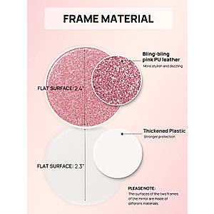 Getinbulk Compact Mirror Bulk, Set of 12 Double-Sided 1X/3X Magnifying PU Leather Round (Pink, 2.7 in Diameter)