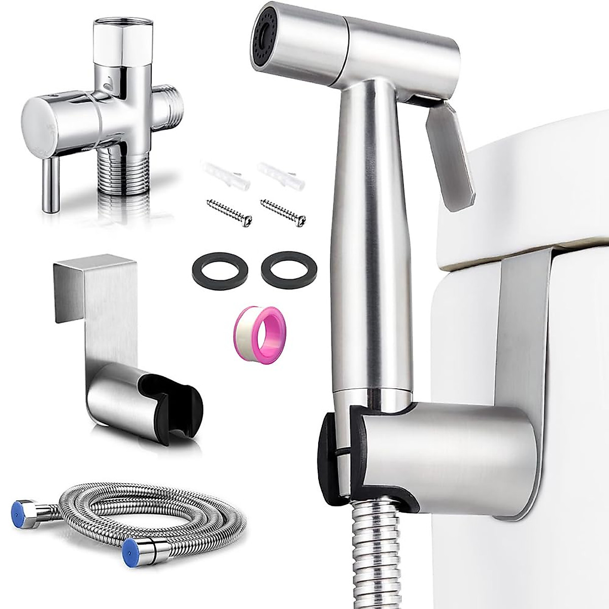 Bidet Sprayer for Toilet,Handheld Sprayer Kit,Stainless Steel Cloth Diaper Sprayer Set with Bidet Hose for Feminine Baby Wash