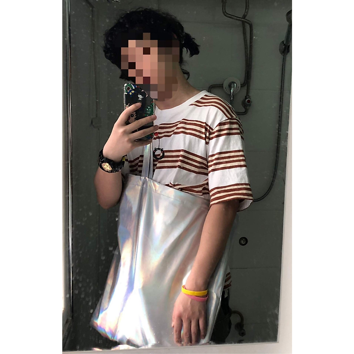 Laser Leather Holographic Vinyl Fabric Reflective Faux PU Leather for Clothing Bags DIY Bow Craft 11.8x53"