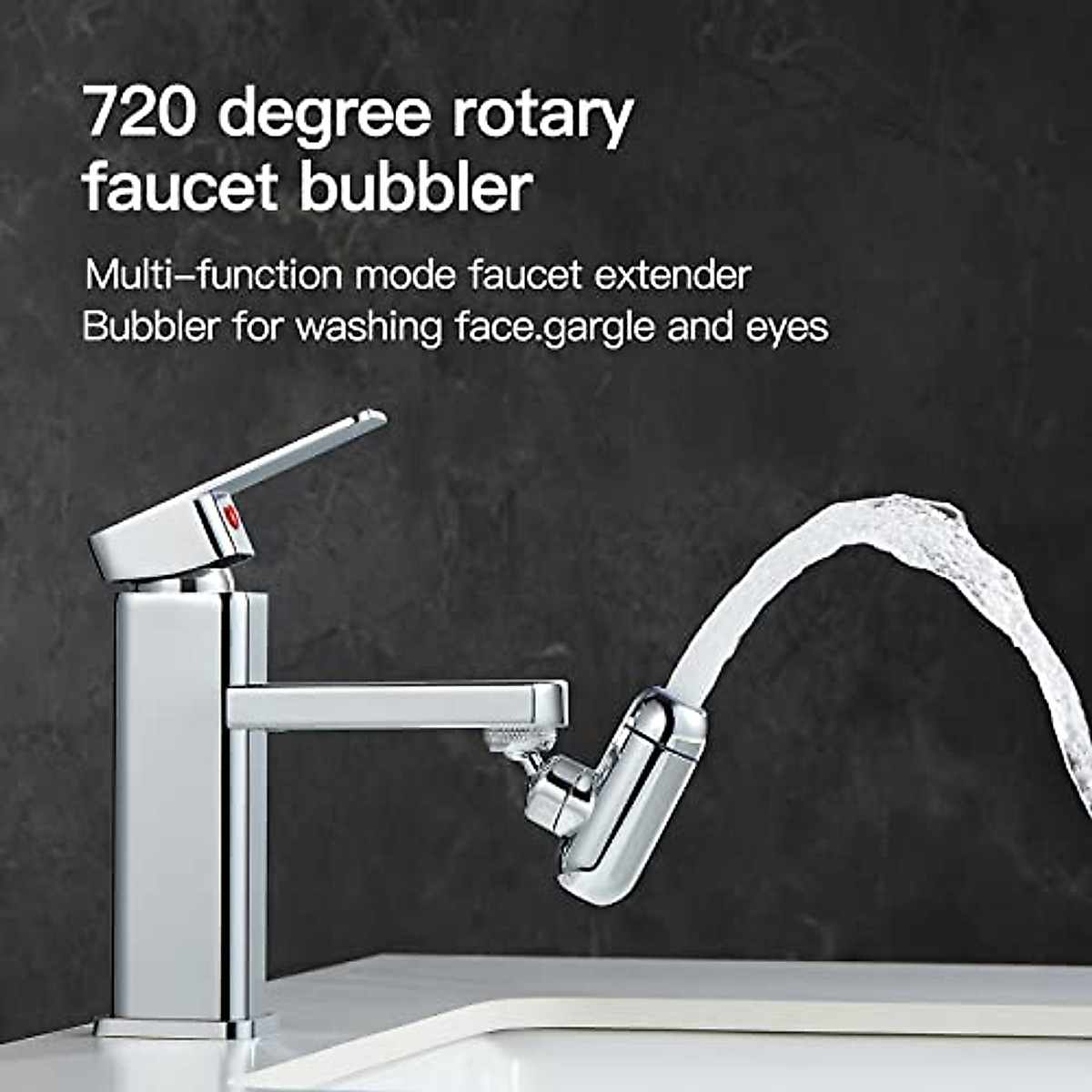 SUBMARINE Faucet Bubbler，720-Degree Multi-Angle Rotary Faucet Aerator、Extender，35 Degree Temperature Change Color，Can Be Used For Washing Face, Washing Eyes, Gargling, Etc(Silver)