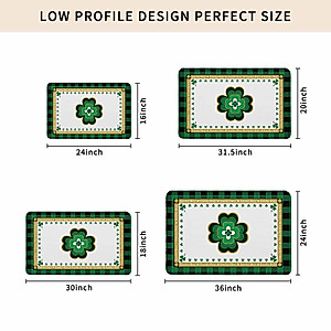 St. Patrick's Lucky Day Clovers Shamrock Doormat Rugs Outdoor/Indoor Green Green Buffalo Check Plaids Non-Slip Entrance Welcome Mat for Front Door/Bathroom/Kitchen/Bedroom/Patio/Entryway,18"x30",