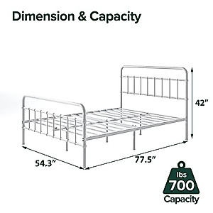 ZINUS Florence Metal Platform Bed Frame / Mattress Foundation / No Box Spring Needed / Easy Assembly, White, Full