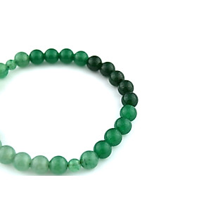 京都あさひ屋 Green Aventurine Quartz Indian Jade Gradation Stone Bracelet Women Men elastic bangle Kyoto mala beads (Rosary)