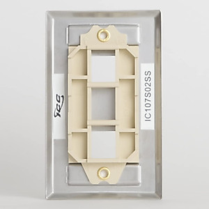 ICC Station ID Stainless Steel Faceplate with 2 Ports for EZ®/HD Style in Single Gang