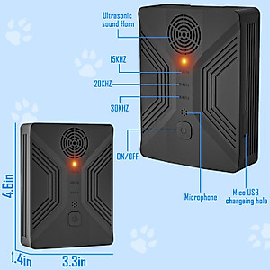 No Bark Deterrent Device Indoor, Anti Barking Device, Dog Bark Deterrent Devices, 45 Ft Barking Dog Deterrent, 3 Modes Electric Bark Box, for Small, Medium and Large Dogs, Indoor and Outdoor Use
