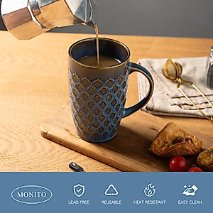 MONITO 21 OZ Coffee Mugs Set of 2, Large Ceramic Coffee Mugs, Modern Coffee Mugs Set with handle for Tea/Latte/Cappuccino/Milk/Cocoa, Office and Home, Coffee Mugs for Couples.