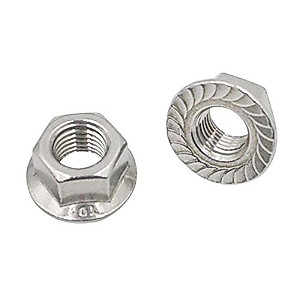 L-A M6-1.0 x 45mm Flanged Hex Head Bolts Hexagon Screws, Serrated Flange Hex Lock Nut, Fully Threaded, 304 Stainless Steel A2-70（10 Set）