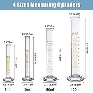 Glass Flask Erlenmeyer Flask Set Narrow Mouth 2000ml Thick Glass Graduated Measuring Cylinder Set 5ml 10ml 50ml 100ml Glass Measuring Beaker Set 50ml 100ml 250ml