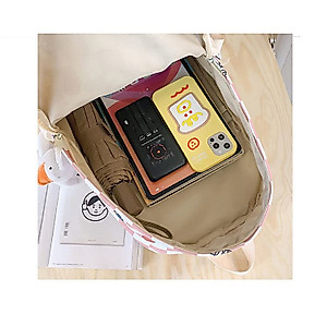 KOWVOWZ Kawaii Checkerboard Bear Backpack Girl Women Teen with Duck Pendant Cute College High School Backpack Laptop Bookbag (Black)