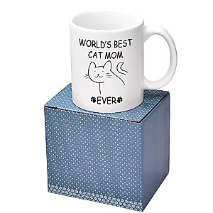 Cat Mom Gifts Worlds Best Cat Mom Ever Mug - Cat Lover Gifts for Women - Birthday Gifts for Cat Lovers for Women - Cat Gifts for Cat Lovers - Mothers Day Gifts for Cat Mom - 11Oz Cat Mom Coffee Mug