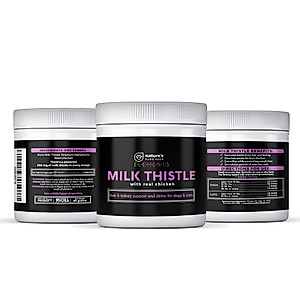 Nature's Pure Edge Milk Thistle Supplement with Real Chicken. Extra Strength Liver and Kidney Detox. Dogs and Cats Love The Taste. Kidney Stone Prevention and Allergy Relief. Large 85 gram jar!