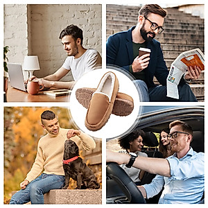 VLLy Slippers for Men Moccasins Slip-on Indoor Outdoor Mens Slippers House Shoes with Memory Foam Beige Size 11 US