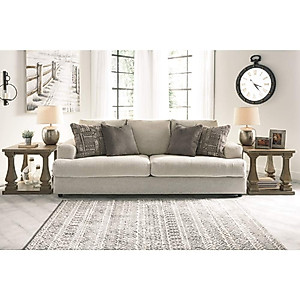 Signature Design by Ashley Soletren Contemporary Chenille Queen Sofa Sleeper with 4 Accent Pillows, Off-White