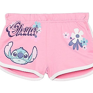 Disney Girls Lilo Stitch French Terry - 4-16 Tee & Short Set, Pink, 7-8 US