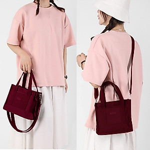 MINKARS Mini Tote Bag for Women Nylon Crossbody Purse, Dark Green 9”