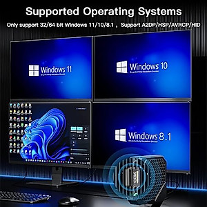 USB Bluetooth 5.3 Adapter for Desktop PC, Real Plug & Play Mini EDR Bluetooth Dongle Receiver & Transmitter for Laptop Computer Support Headphones Keyboard Mouse Speakers Printer Windows 11（Grey）