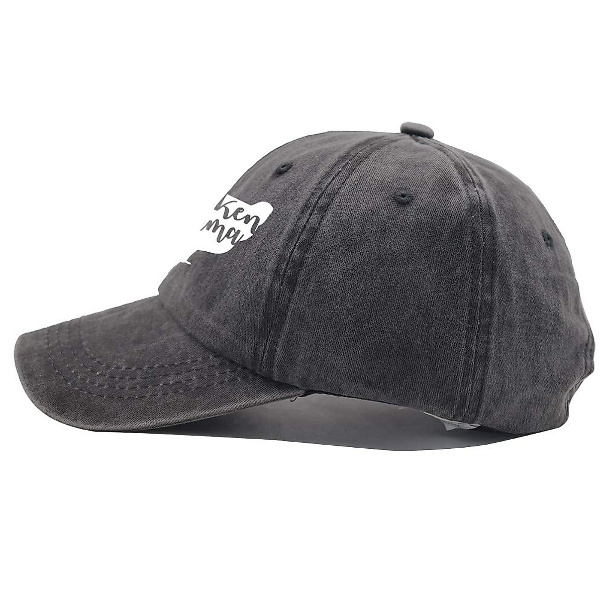 Chicken Mama Hat, Farm Hen Baseball Cap Vintage Washed Distressed Denim Adjustable Dad Hats (Chicken Mama Black, one size)