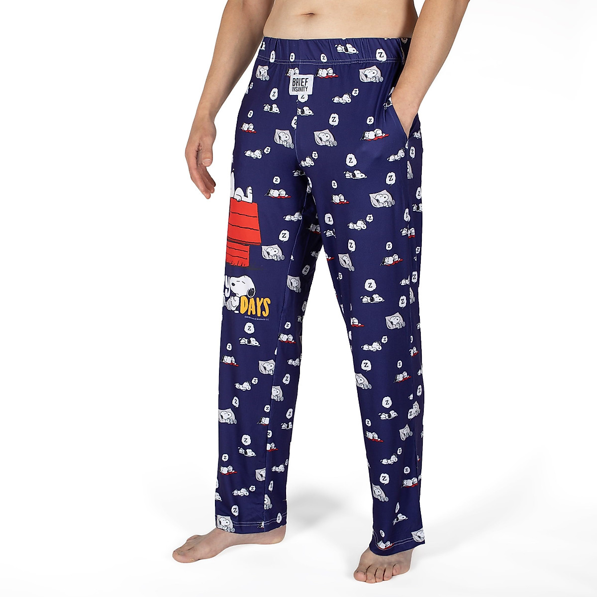 BRIEF INSANITY Snoopy Unisex Lounge Pajama Pants - Comfy, Loose-Fit, Ultra-Soft - Snoopy Lazy Days Sleep Bottoms (Medium)