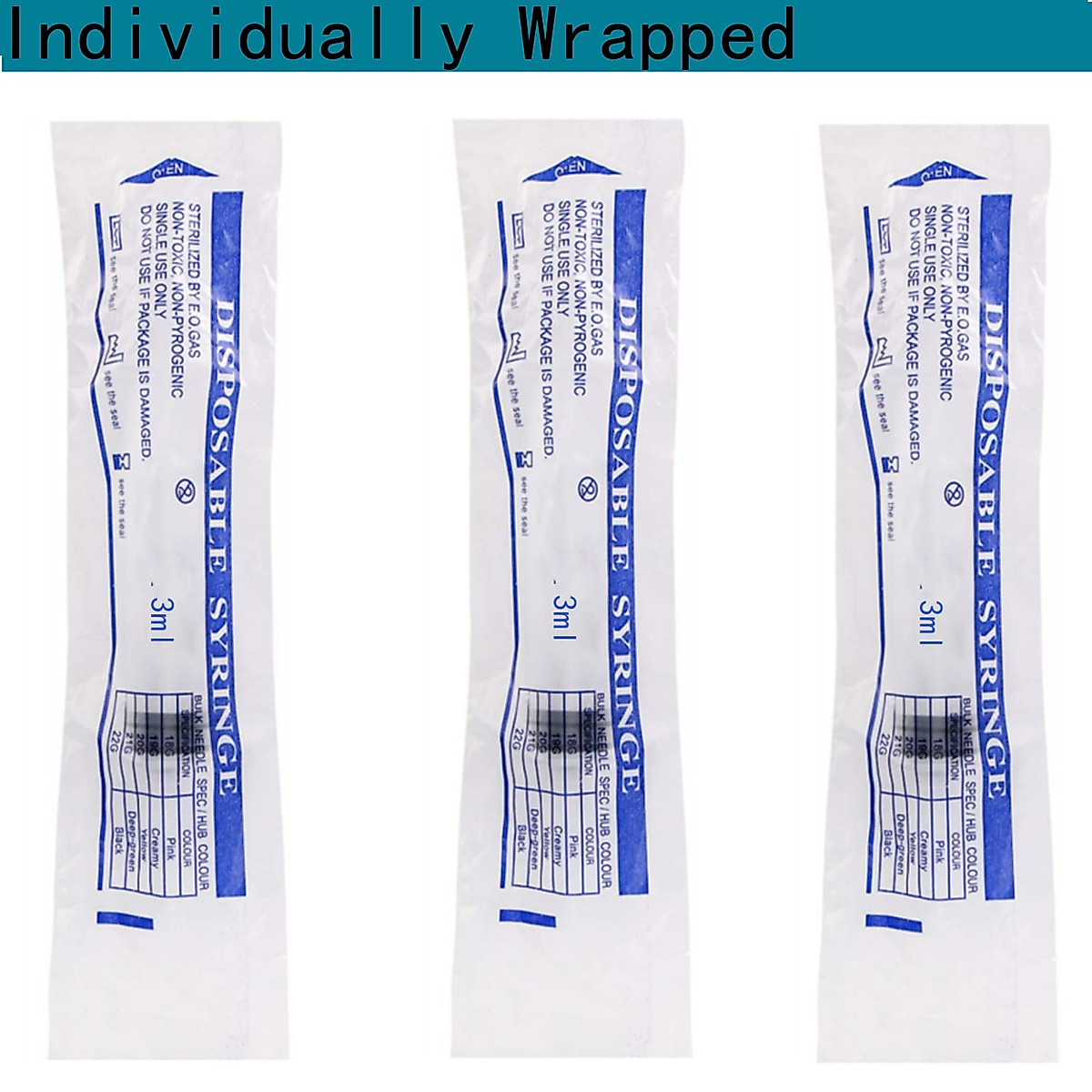 20 Pack Plastic Syringe Luer Lock with Needle - 10ml, 5ml, 3ml, 1ml Syringes and 18Ga, 22Ga, 23Ga, 25Ga Needle, Individually Sealed Package