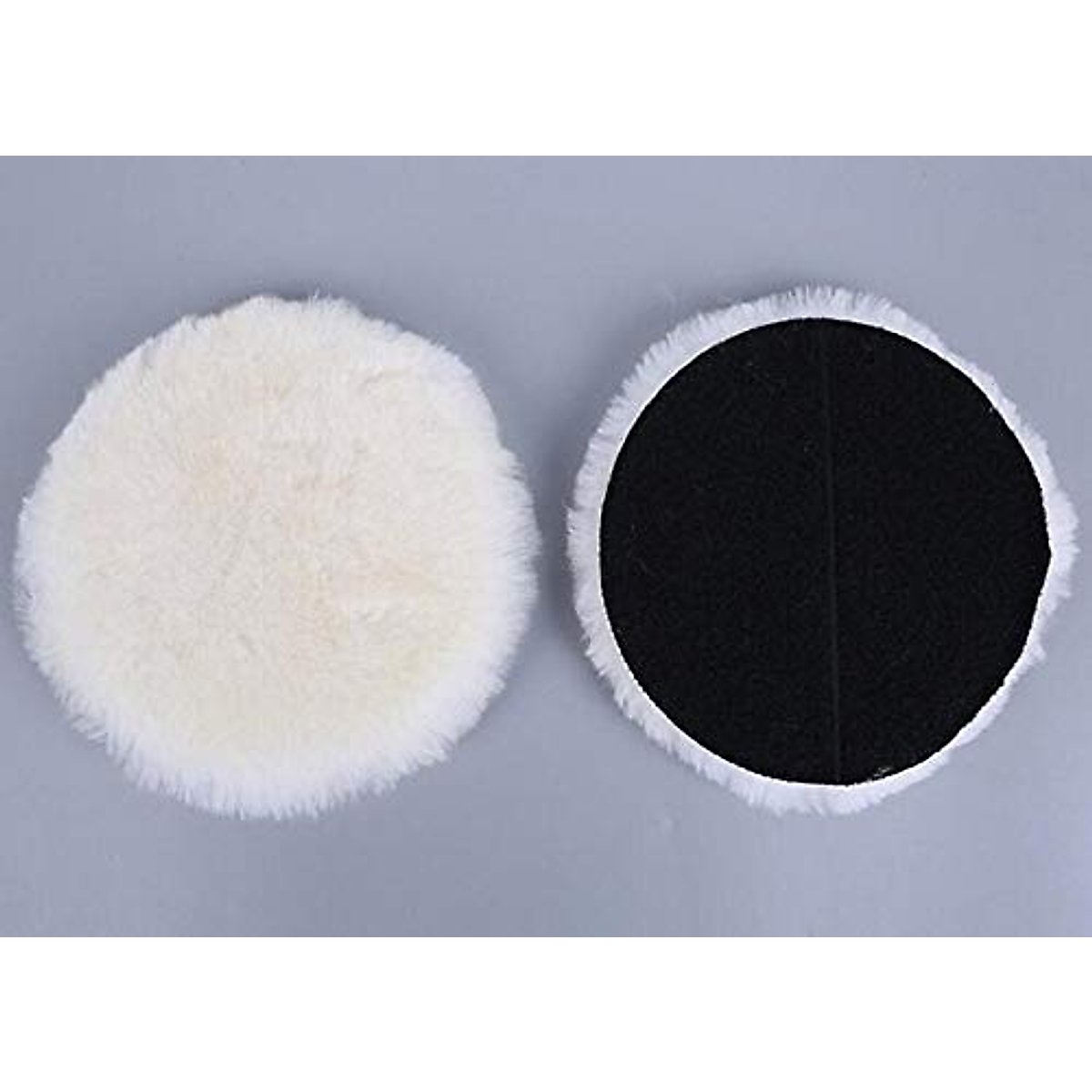 INZOEY Wool Polishing Pad 5 Inches Soft Sheepskin Buffing Pads with Hook and Loop Back Wool Cutting Pad for Car, Furniture, Glass and So On (Pack of 2)
