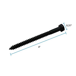 Renovators Supply Manufacturing Lag Bolts 4 in. Black Zinc Plated Steel Lag Screws with Hexagonal Head Pack of 10