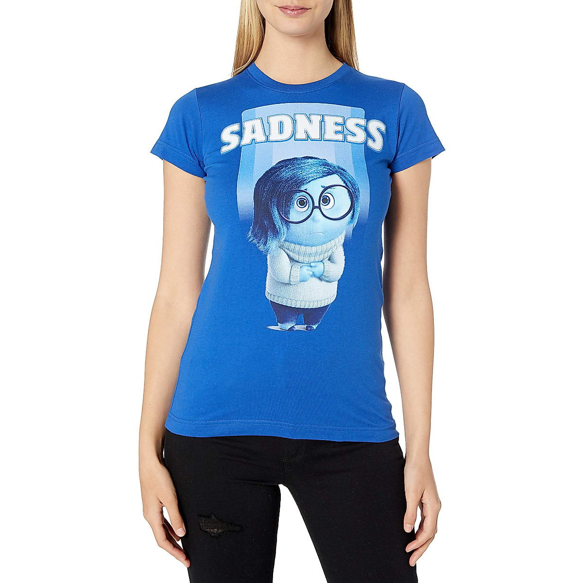 Disney Juniors Inside Out Sadness Graphic T-Shirt, Royal, M