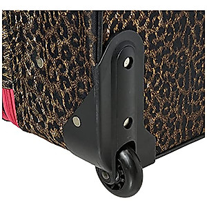 Rockland Fashion Softside Upright Luggage Set, Expandable,Lightweight,Telescopic Handle,Wheel, Pink Leopard, 2-Piece (14/19)