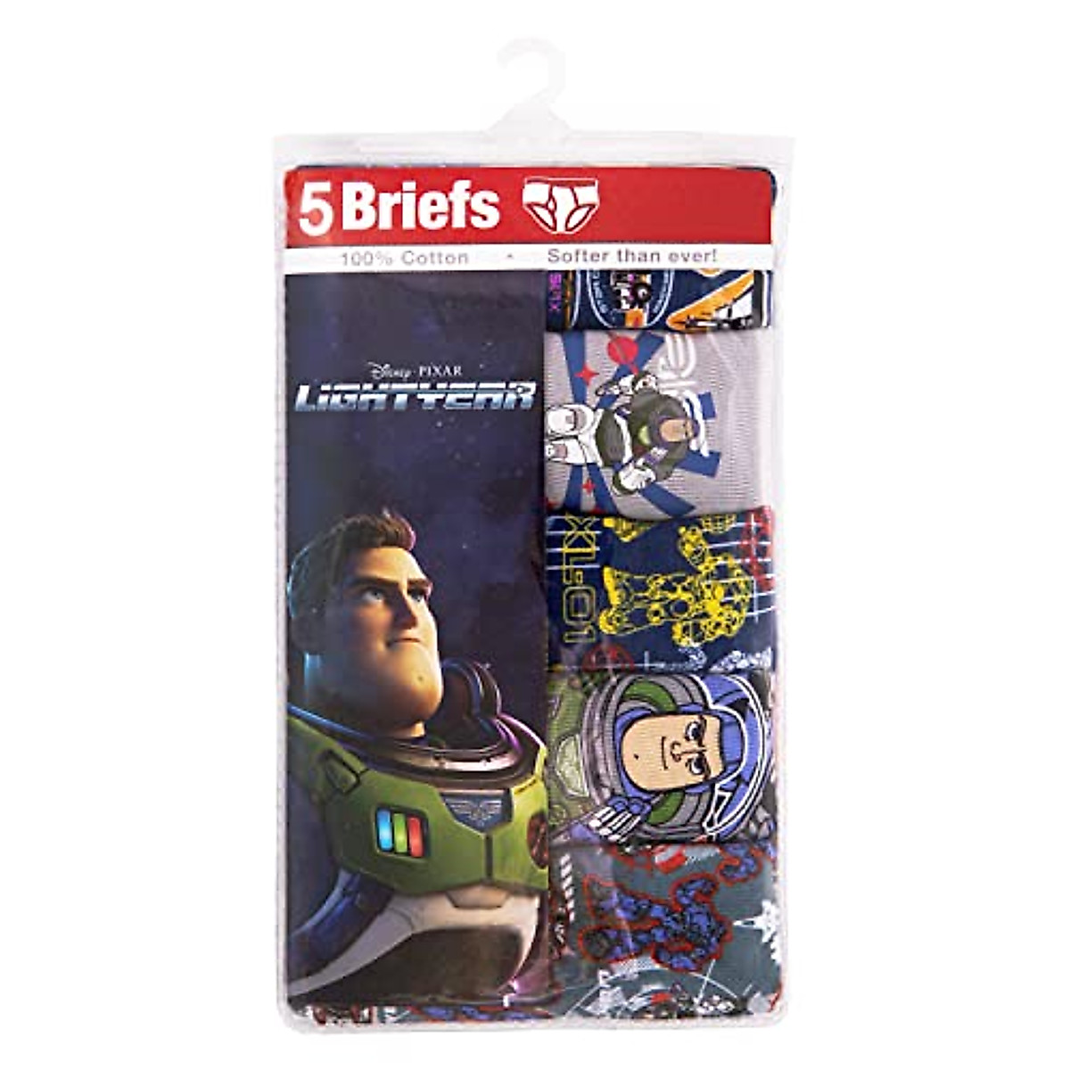Disney Boys' Pixar’s Buzz Lightyear Underwear Multipacks with Zurg and Zyclops in Sizes 4, 6, 8, 10, Buzz5pkbrief