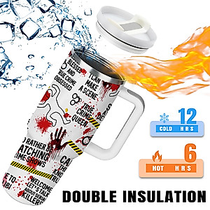 True Crime Gifts - This is My True Crime Watching Drink Tumbler 40 Oz, Crime Junkie Merch Gifts for True Crime Lovers Mug, Crime Scene/Detective Fans Gifts, Crime Show Lover Gifts Halloween Horror Cup