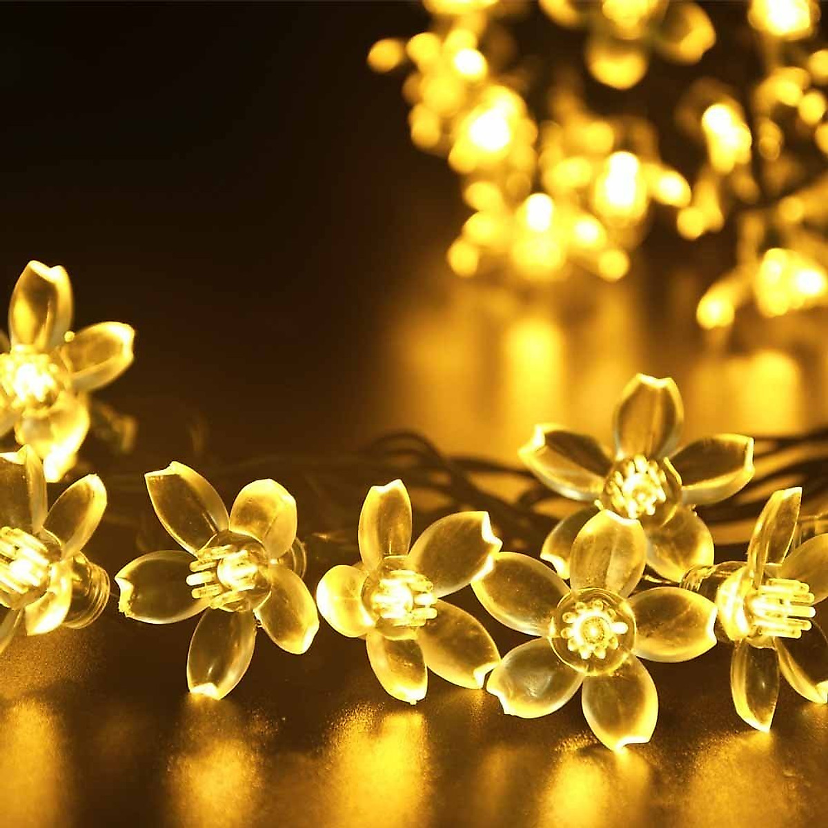 Qedertek Chritmas Solar String Lights, 21 ft 50 LED 8 Modes Lights, Fairy Garden Blossom Lights String, Decorations for Indoor Outdoor Home Garden Patio Wedding Party Holiday Christmas String Lights